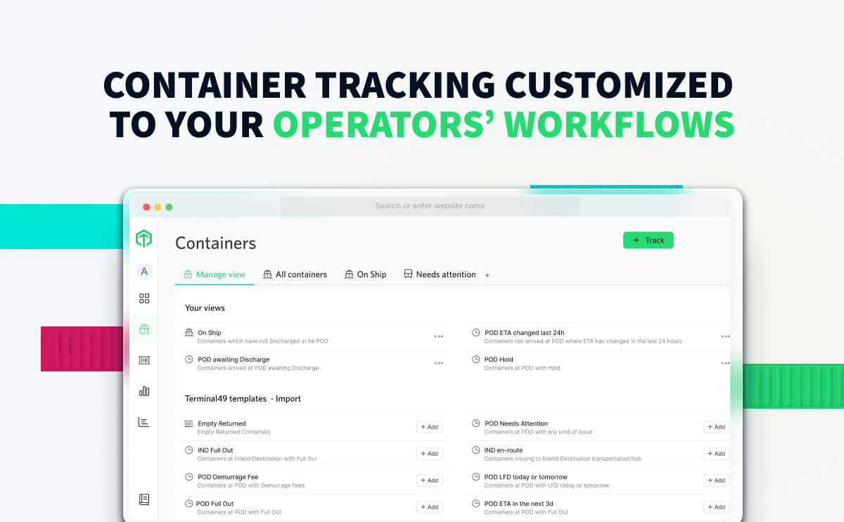 Real-Time Container Tracking & Custom Reports | Terminal49 Dashboard | Terminal49